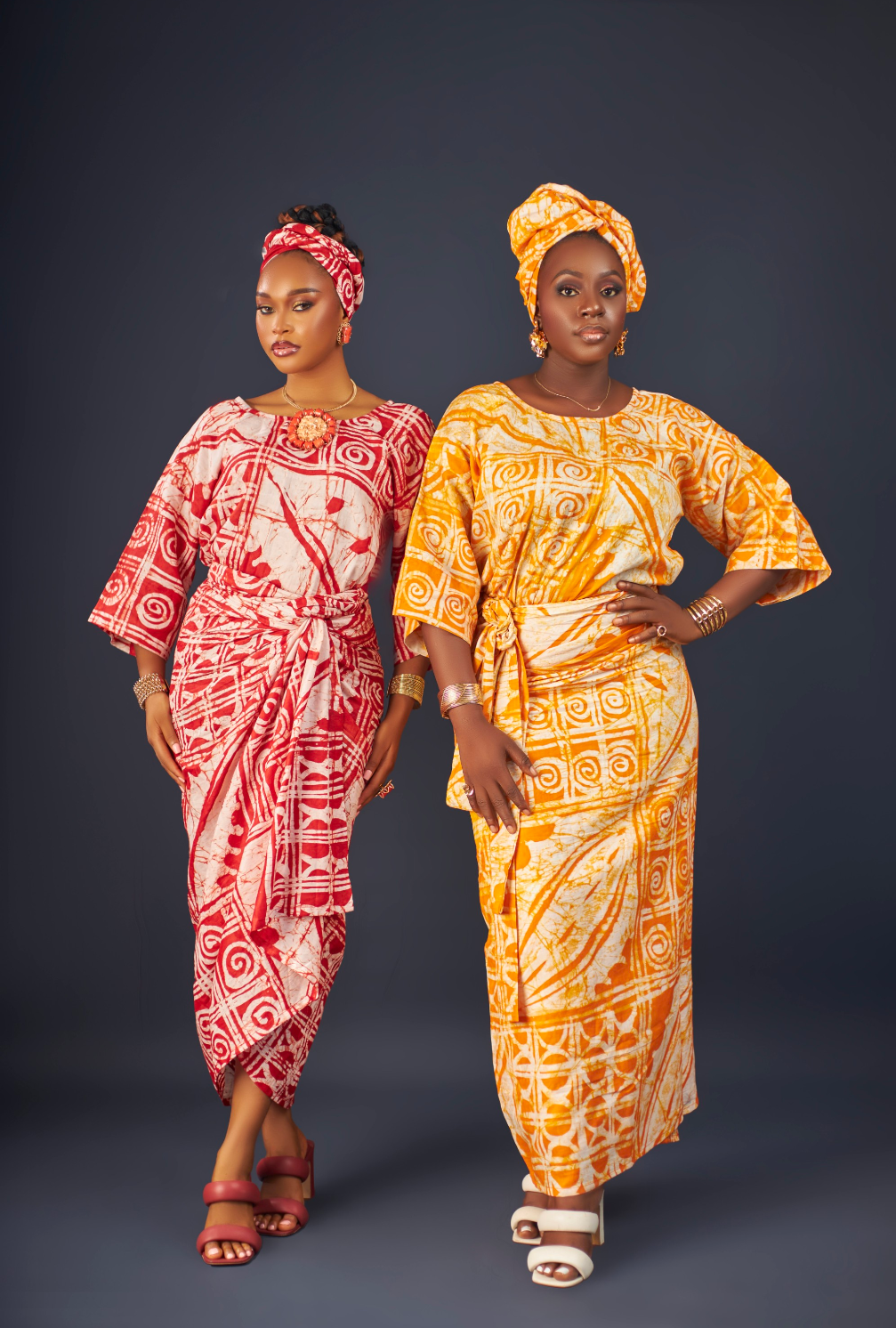 Red & White Adire Iro & Buba – Festive Nigerian Outfit – DESIGN FOR LOVE